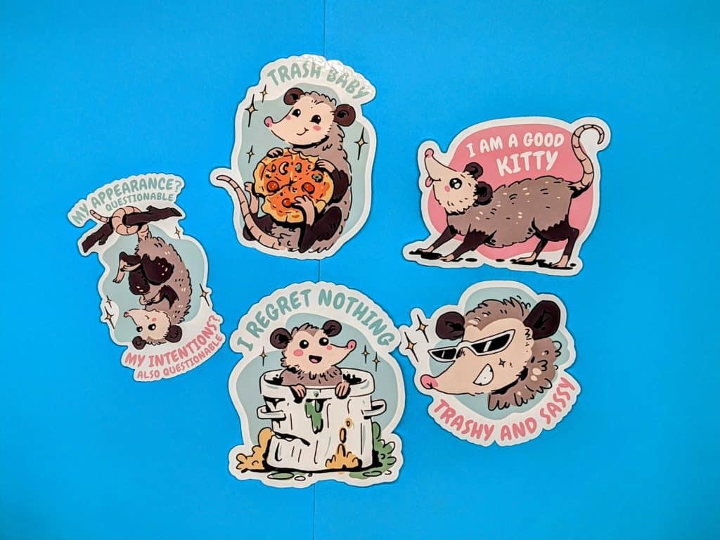Possum Sticker Pack - 5 Cute Stickers - Funny Stickers - Animal ...