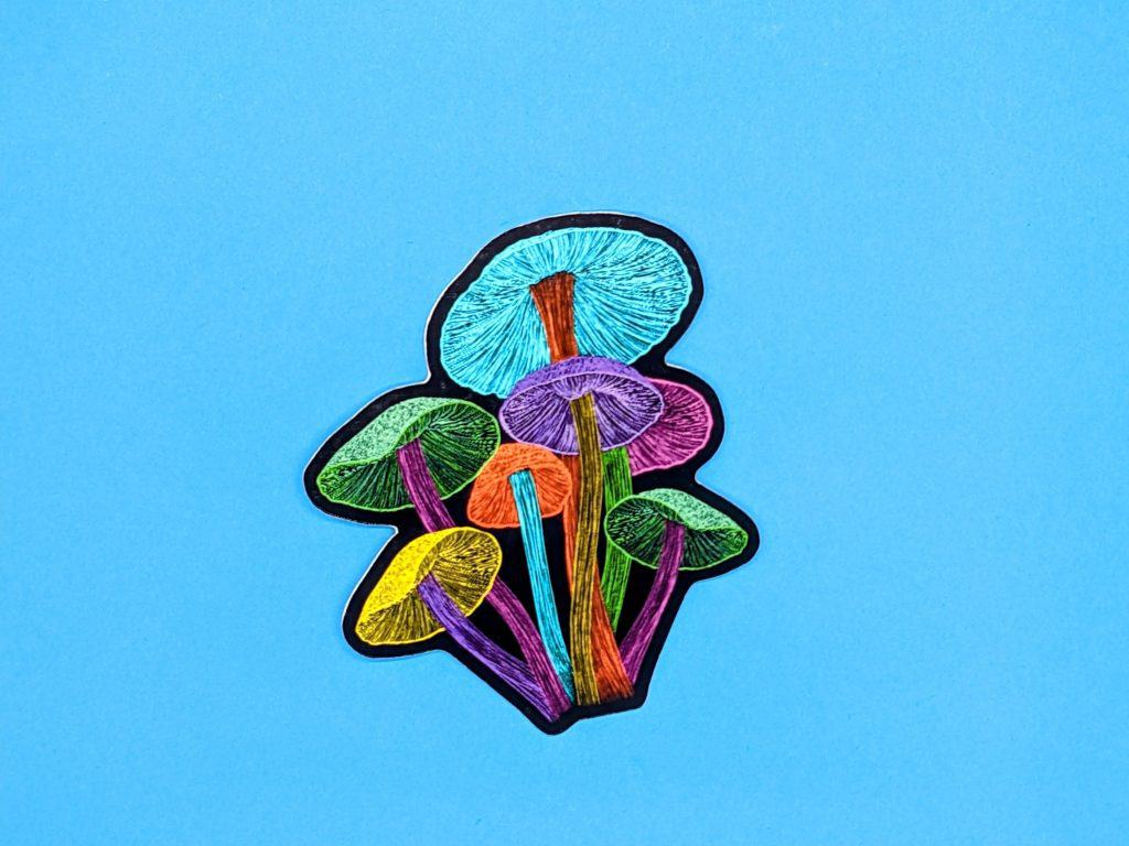 Trippy Neon Mushroom Sticker - Neon Stickers - Cool Stickers - Laptop ...