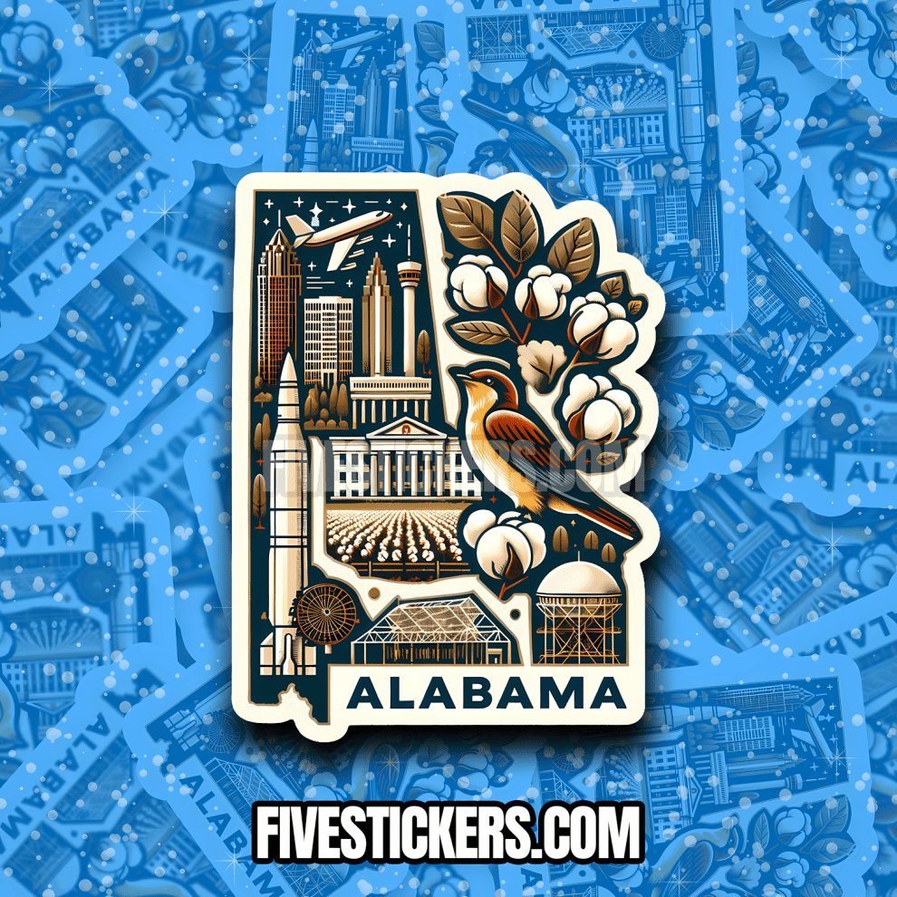Alabama Travel Sticker // US State Decal - Five Stickers